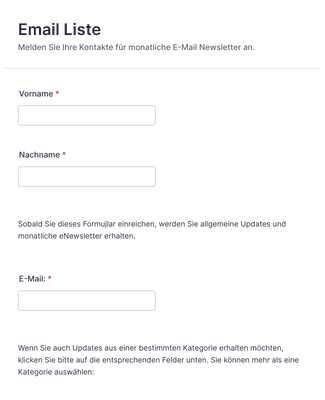Email Liste Formularvorlage | Jotform