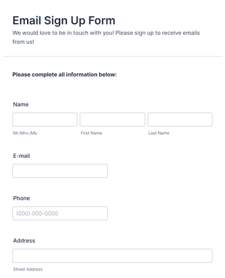 Email Signup Form Template | Jotform
