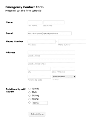 Quick Emergency Contact Form Template | Jotform