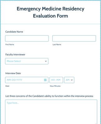 Emergency Medicine Residency Evaluation Form Template | Jotform