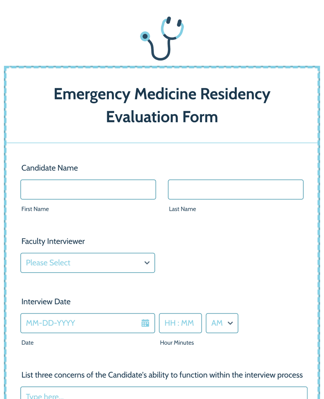 Emergency Medicine Residency Evaluation Form Template | Jotform