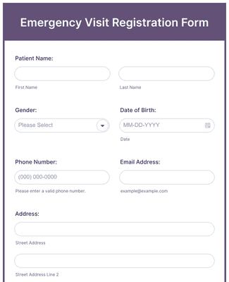 Emergency Visit Registration Form Template | Jotform