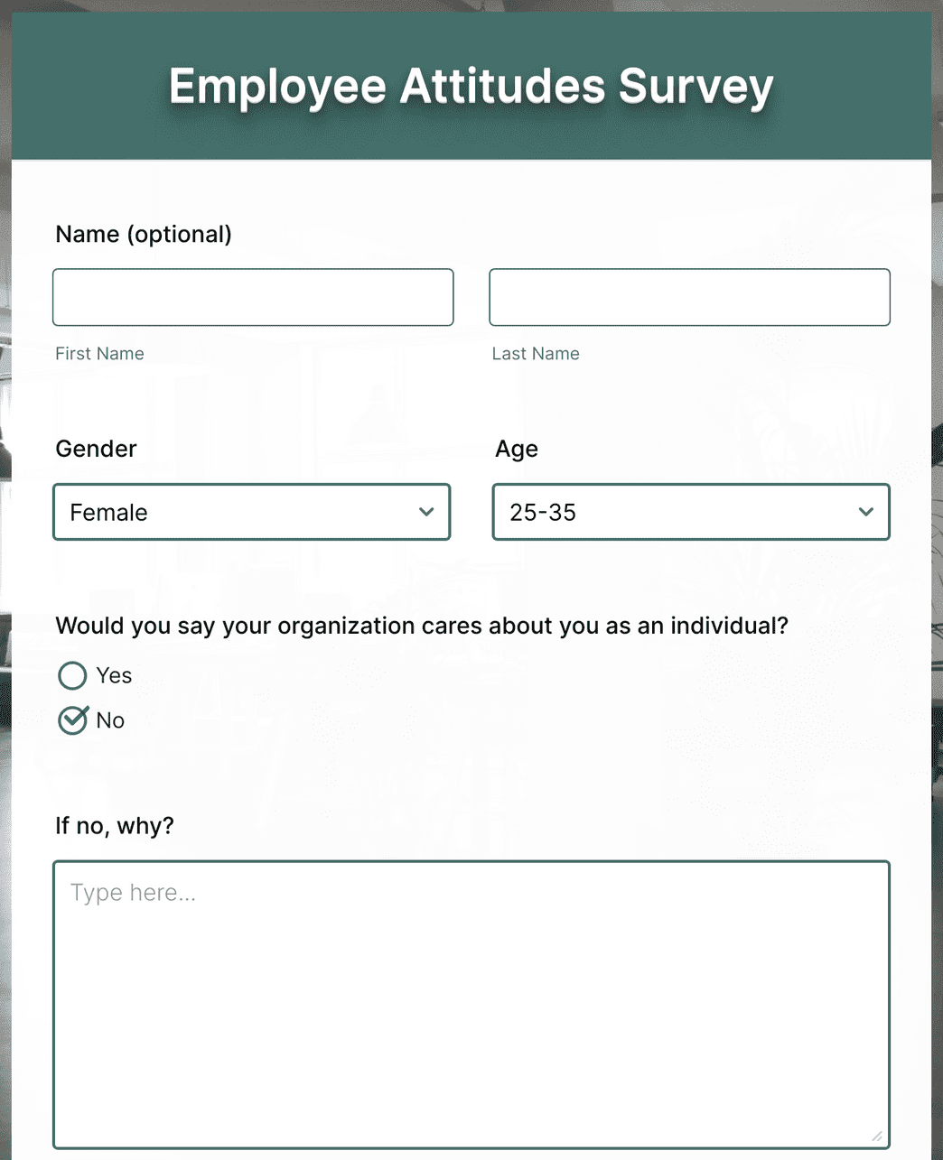 Employee Attitudes Survey Form Template | Jotform