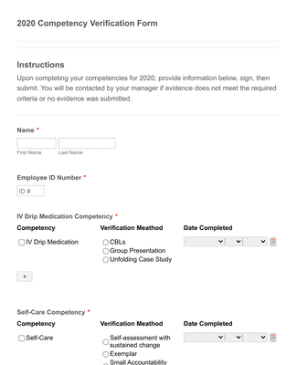 Employee Competency Verification Form Template | Jotform
