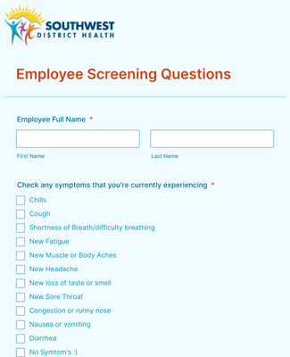 Employee Covid-19 Screening Form Template | Jotform