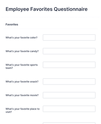 Employee Favorites Questionnaire Form Template | Jotform
