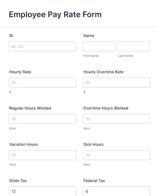 Employee Pay Rate Form Template | Jotform