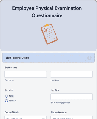 Employee Physical Examination Questionnaire Form Template | Jotform