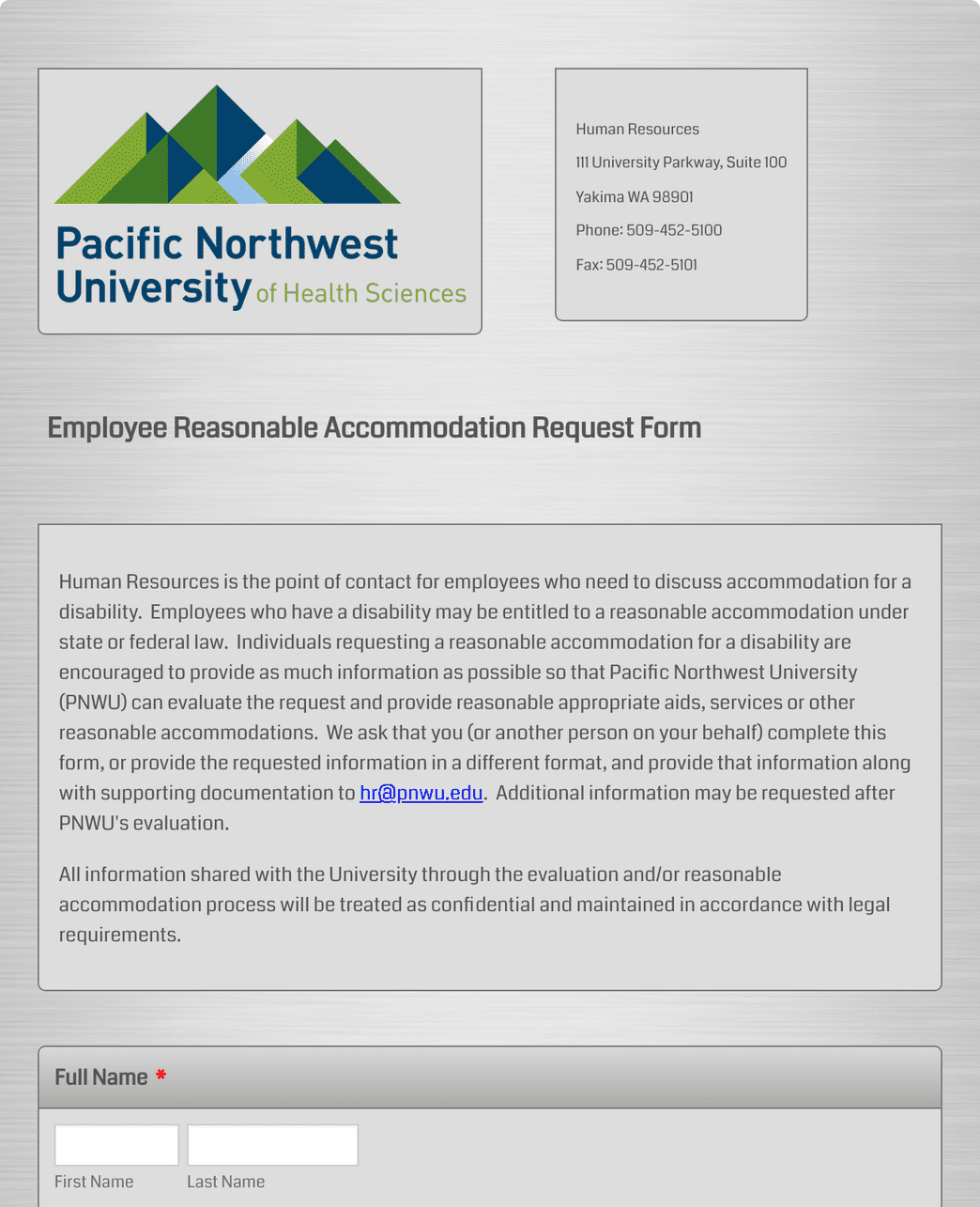 Employee Reasonable Accommodation Request Form Template | Jotform