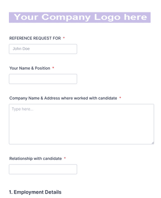 Employee Reference Request Form Template | Jotform