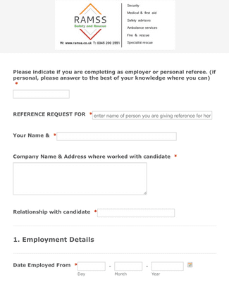 Employee Reference Request medical ramss Form Template | Jotform