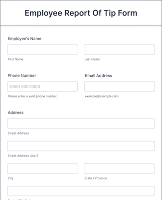 Employee Report Of Tip Form Template | Jotform