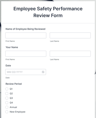 Employee Safety Performance Review Form Template | Jotform