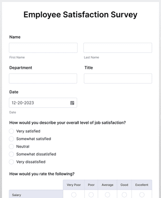 Employee Satisfaction Survey Form Template | Jotform
