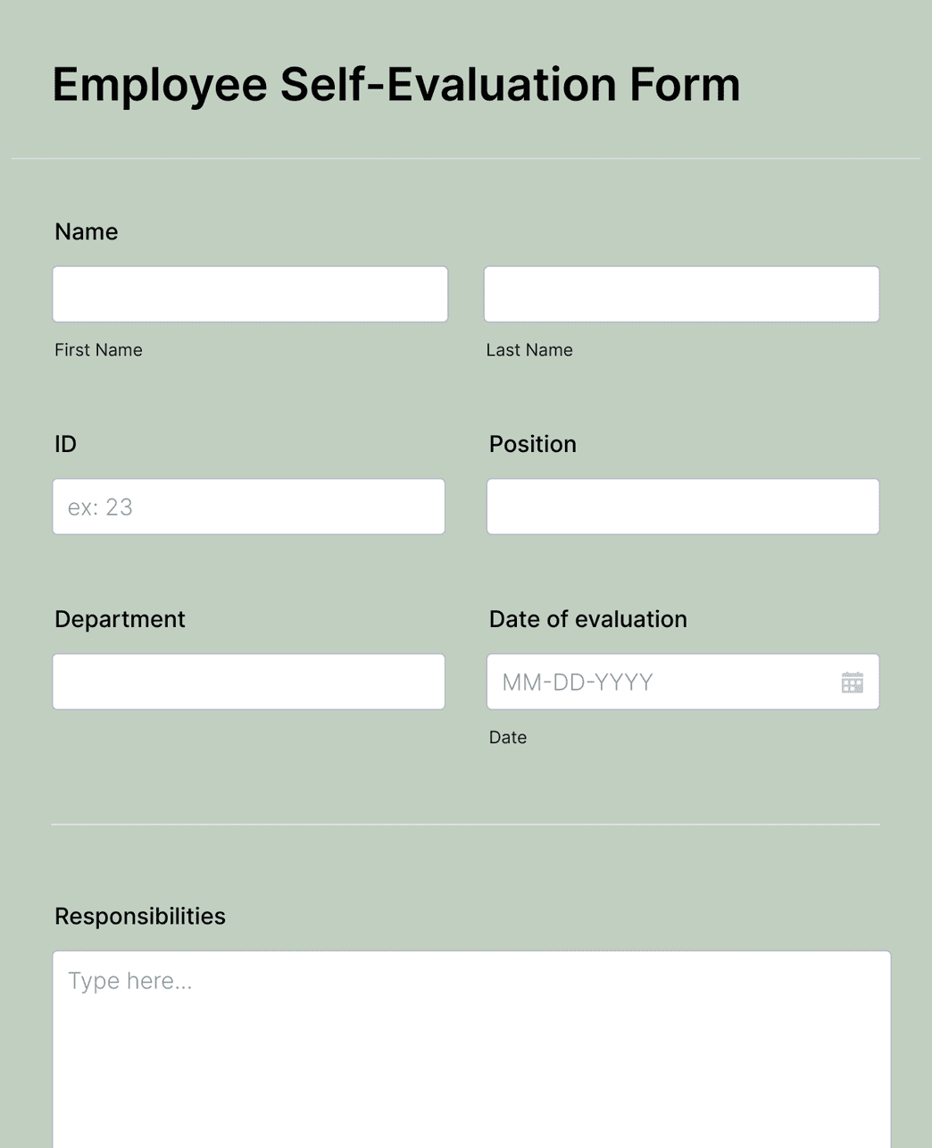 Employee Self-Evaluation Form Template | Jotform