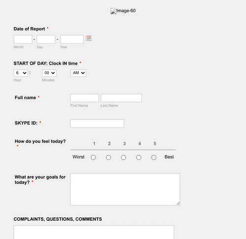 Employee Start of Day Report Form Template | Jotform