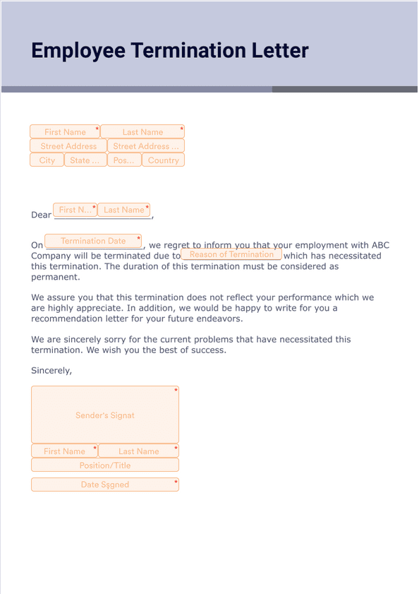 Employee Termination Letter - Sign Templates | Jotform