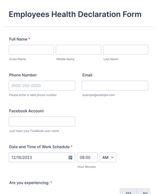 Employees Health Declaration Form Template | Jotform