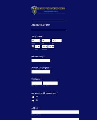 Security Employment Application Form Template | Jotform