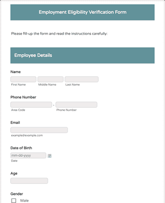 Employment Eligibility Verification Form Template | Jotform