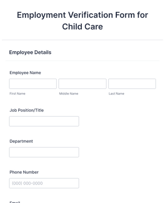 Employment Verification Form for Child Care Form Template | Jotform