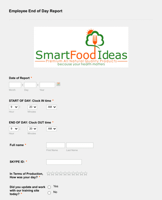 End of Work Day Report Form Template | Jotform