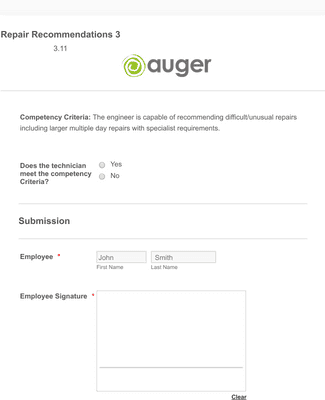 Engineer Competency 3.11- Repair Recommendations 3 Form Template | Jotform