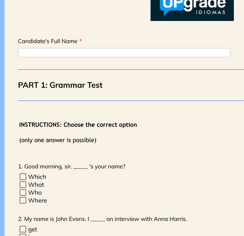 English Level Assessment Form Template | Jotform