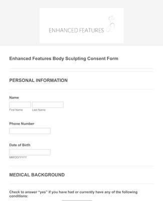 Enhanced Features Body Sculpting Consent Form Template | Jotform