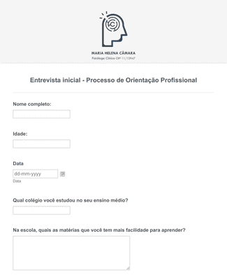 Entrevista inicial - Processo de Orientação Profissional Modelo de ...