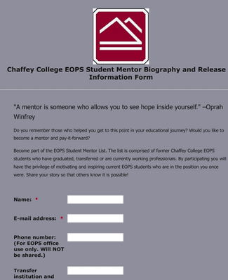 EOPS (Extended Opportunity Programs and Services) Form Template | Jotform