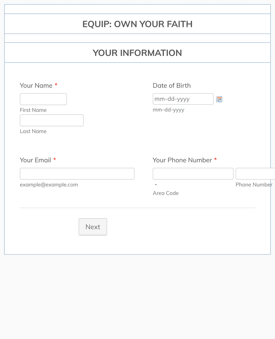 EQUIP: OWN YOUR FAITH Form Template | Jotform