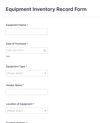 Equipment Inventory Record Form Template | Jotform