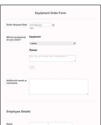 Equipment Order Form Template | Jotform
