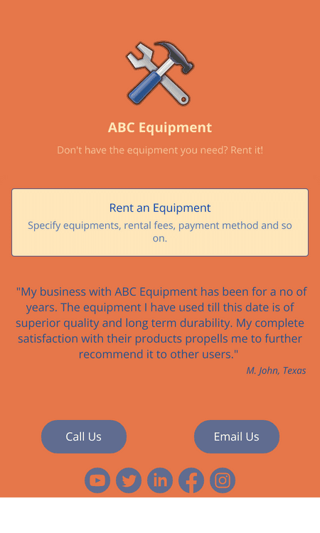 Equipment Rental App Template | Jotform