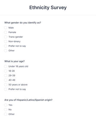 Ethnicity Survey Form Template | Jotform