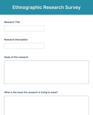 Ethnographic Research Survey Template Form Template | Jotform