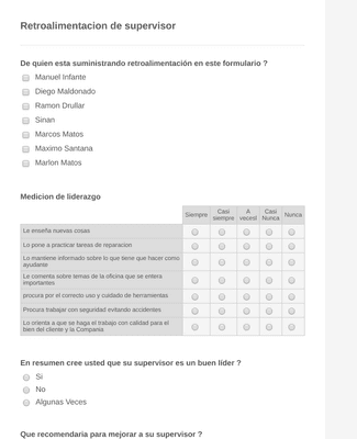 Evaluation de supervisor Plantilla de formulario | Jotform
