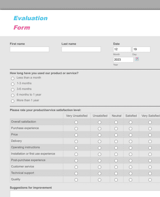 Evaluation Form Template | Jotform