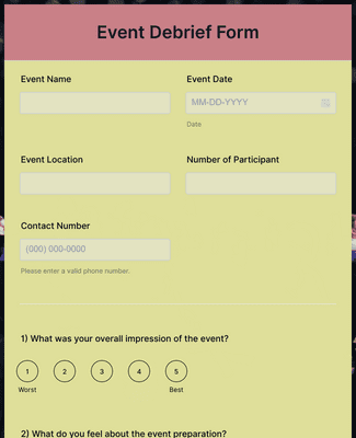 Event Debrief Form Template | JotForm
