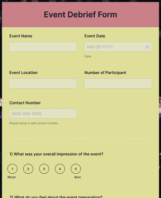 Event Debrief Form Template | Jotform