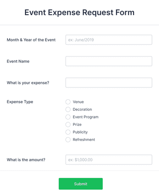 Event Expense Request Form Template | Jotform