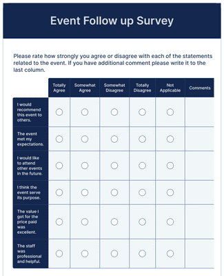 Event Follow up Survey Form Template | Jotform