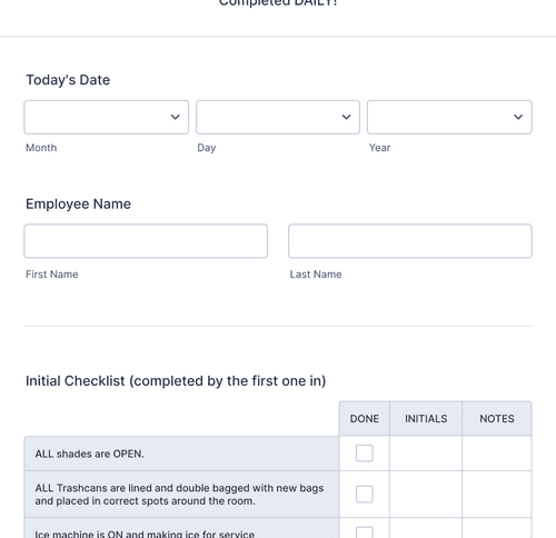 Event Opening Checklist Form Template | Jotform