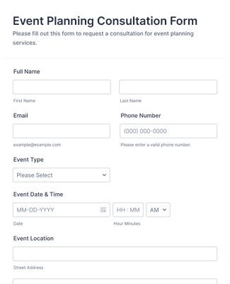 Event Planning Consultation Form Template | Jotform