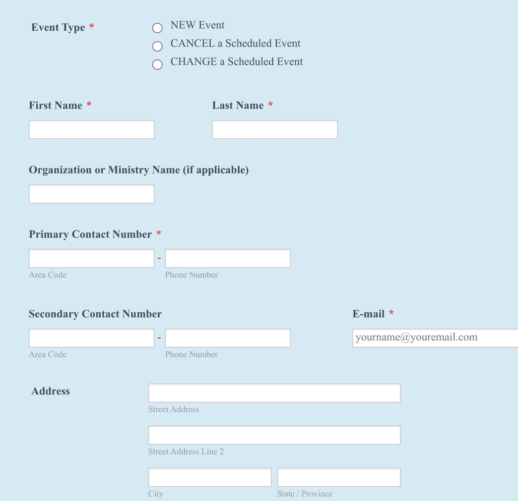 Event Schedule Request Form Template | Jotform