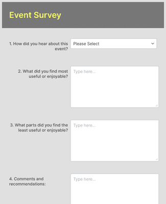 Event Survey Form Template | Jotform