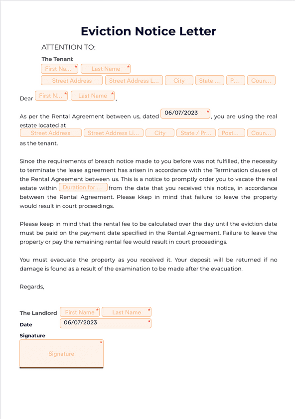 Eviction Notice Letter Sign Templates Jotform