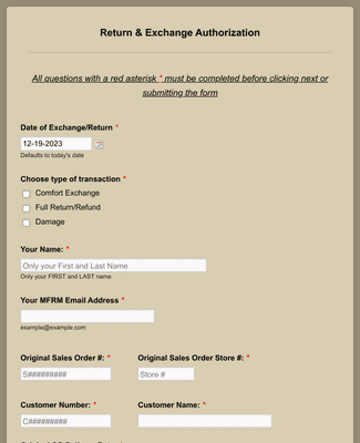 Exchange & Return Authorization Form Template | Jotform