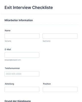 Exit Interview Checkliste Formularvorlage | Jotform